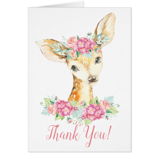 Baby Girl Deer Thank You Cards | Zazzle.com