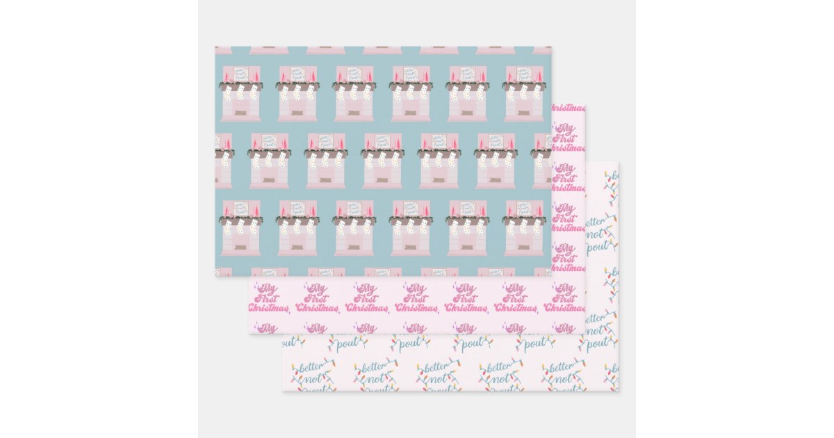 Baby Girl First Christmas Wrapping Paper Sheets | Zazzle