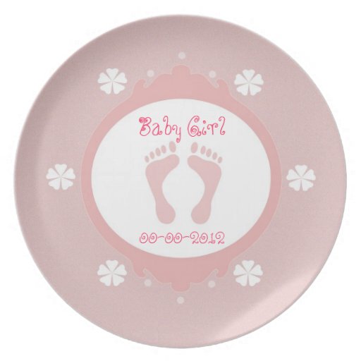 Baby Girl Footprint Plate | Zazzle