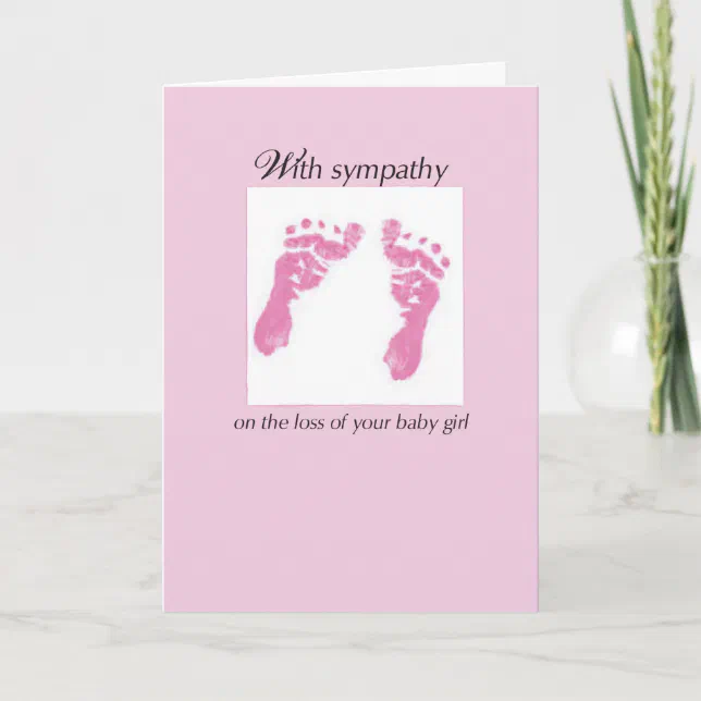 Baby Girl Footprints Miscarriage Sympathy Card | Zazzle