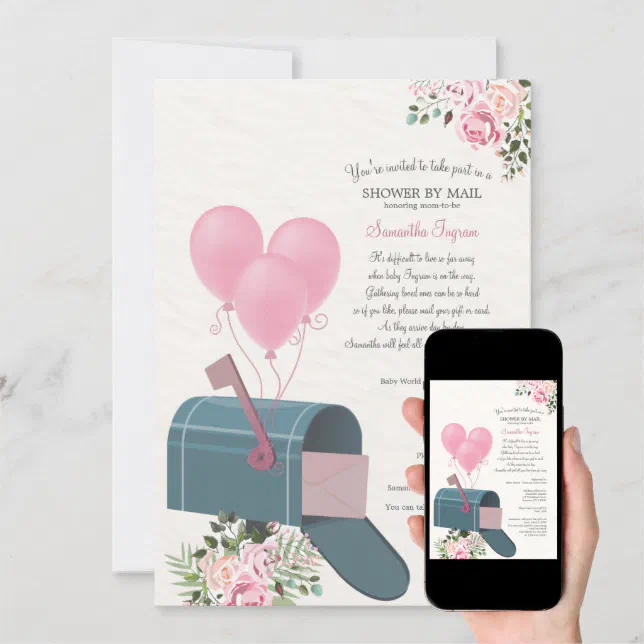 Baby Girl Long Distance Shower Invitation | Zazzle