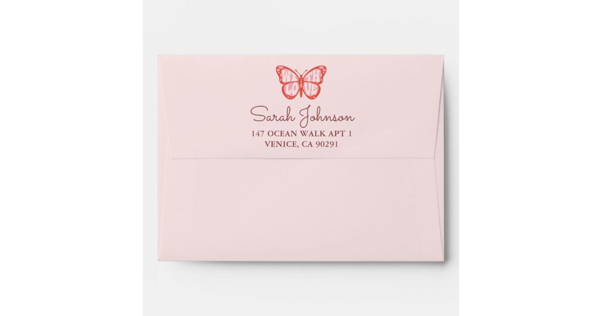 Baby Girl Pink Butterfly Baby Shower Envelope | Zazzle