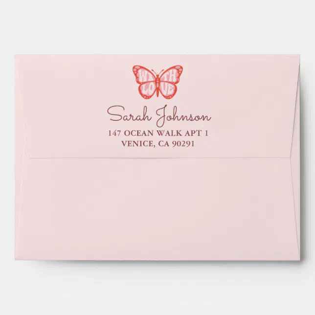 Baby Girl Pink Butterfly Baby Shower Envelope | Zazzle