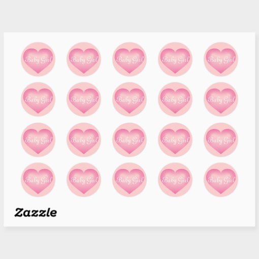 Baby Girl Pink Heart Classic Round Sticker | Zazzle