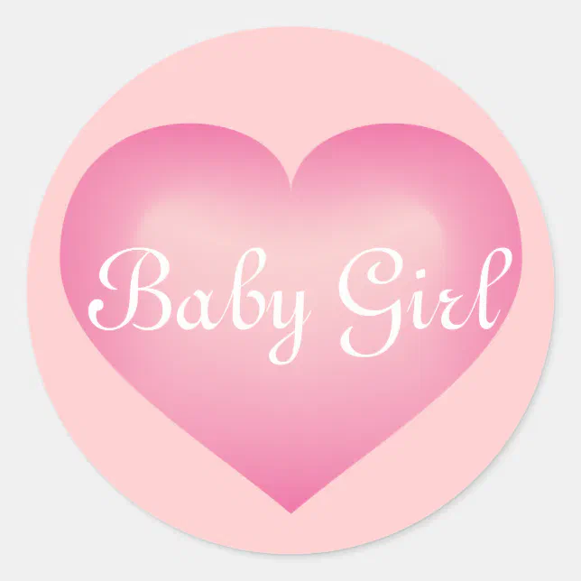 Baby Girl Pink Heart Classic Round Sticker | Zazzle