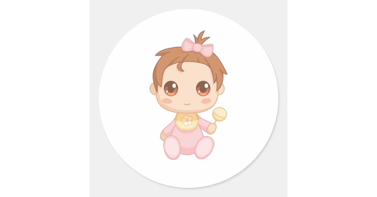 Baby Girl Pink Jumpsuit Classic Round Sticker | Zazzle
