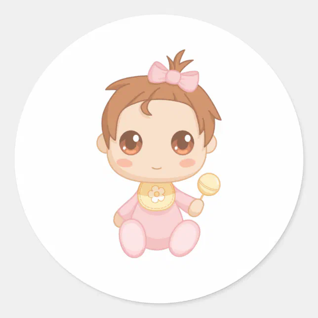 Baby Girl Pink Jumpsuit Classic Round Sticker | Zazzle