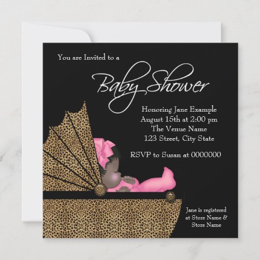 Baby Girl Pink Leopard Baby Shower Invitation | Zazzle