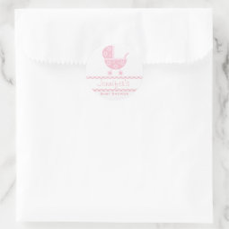 Baby Girl Pink Pram Stroller Baby Shower Stickers | Zazzle
