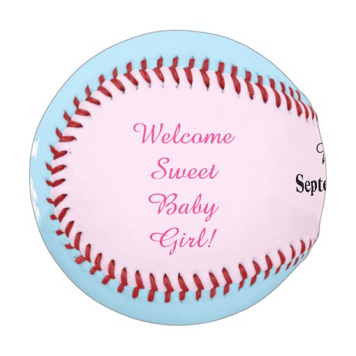 Baby Girl Quad Birth Stat Pink Blue Baseball | Zazzle