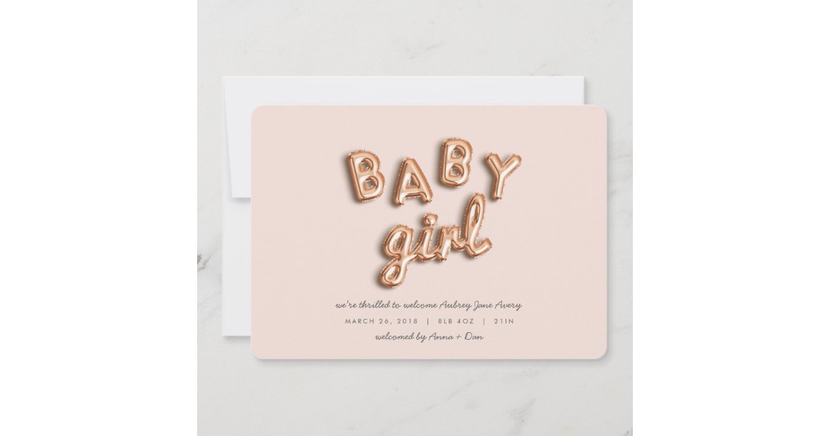 BABY girl! Rose gold/PINK Announcement | Zazzle