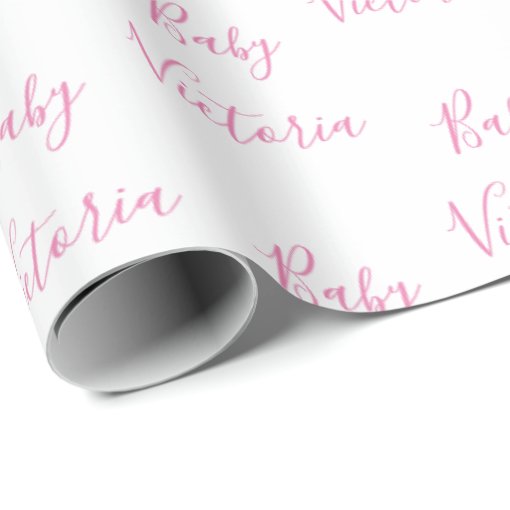Baby Girl Script Pink Name Customized Wrapping Paper | Zazzle