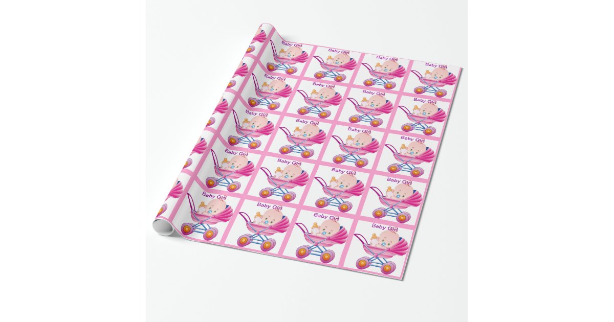 Baby Girl Shower Gift Wrap | Zazzle