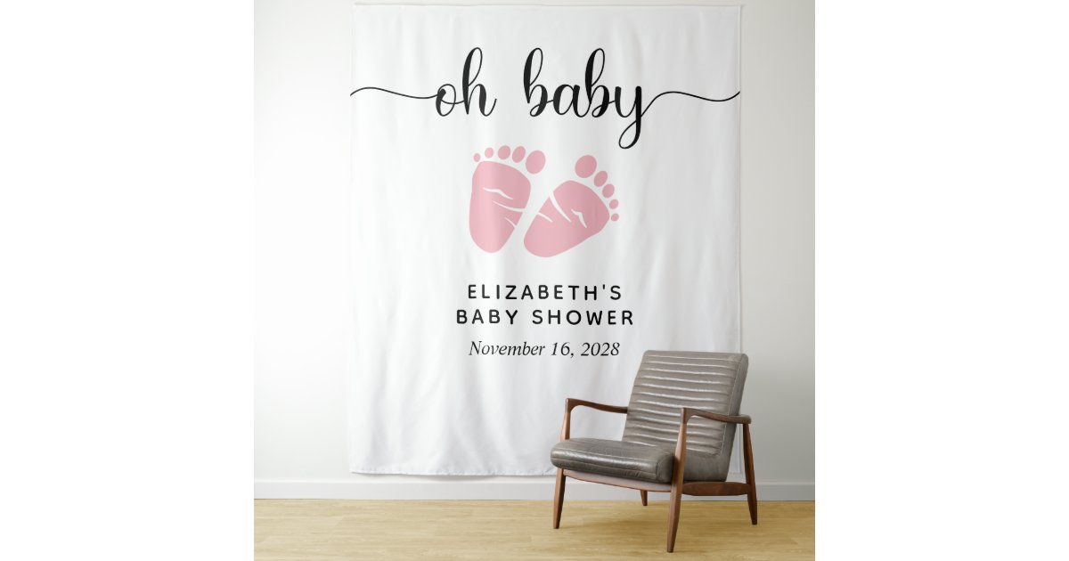 Baby Girl Shower Welcome Sign Photo Booth Backdrop | Zazzle