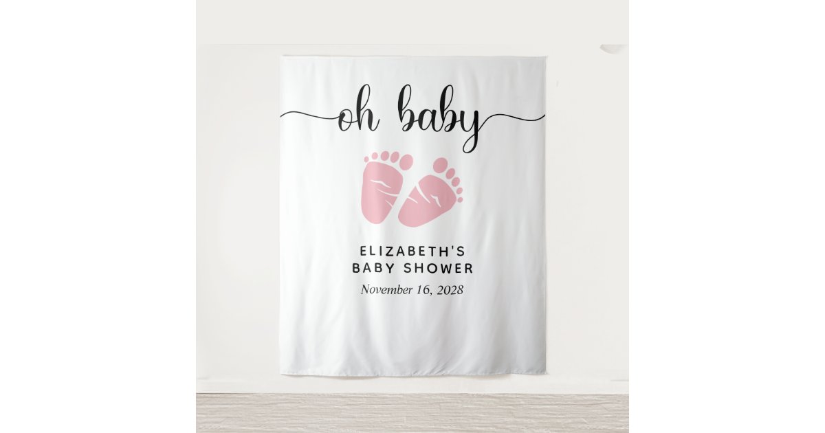 Baby Girl Shower Welcome Sign Photo Booth Backdrop | Zazzle