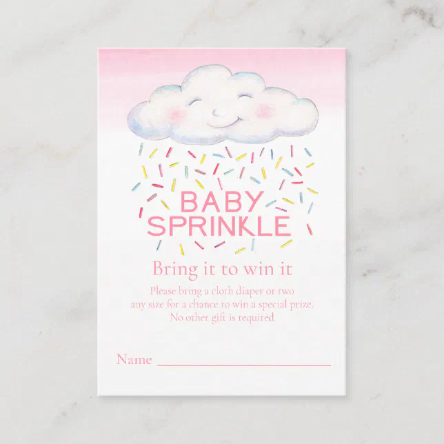 Baby girl sprinkle whimsy cloud diaper raffle card | Zazzle