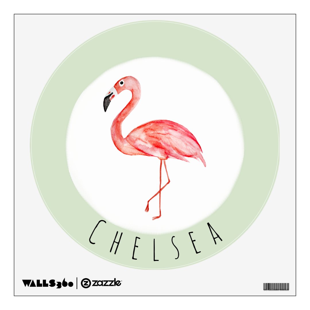 Baby Girl Tropical Pink Flamingo Name Nursery Wall Decal | Zazzle