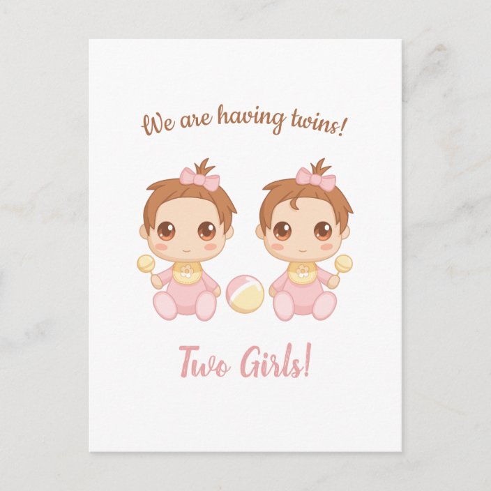 Baby Girl Twins Announcement Postcard | Zazzle.com