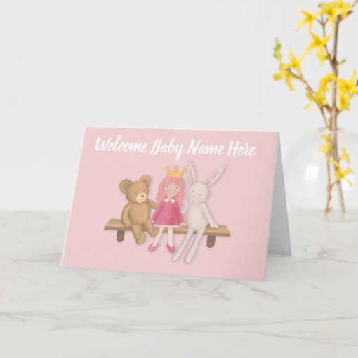 Baby Girl Welcome Card | Zazzle