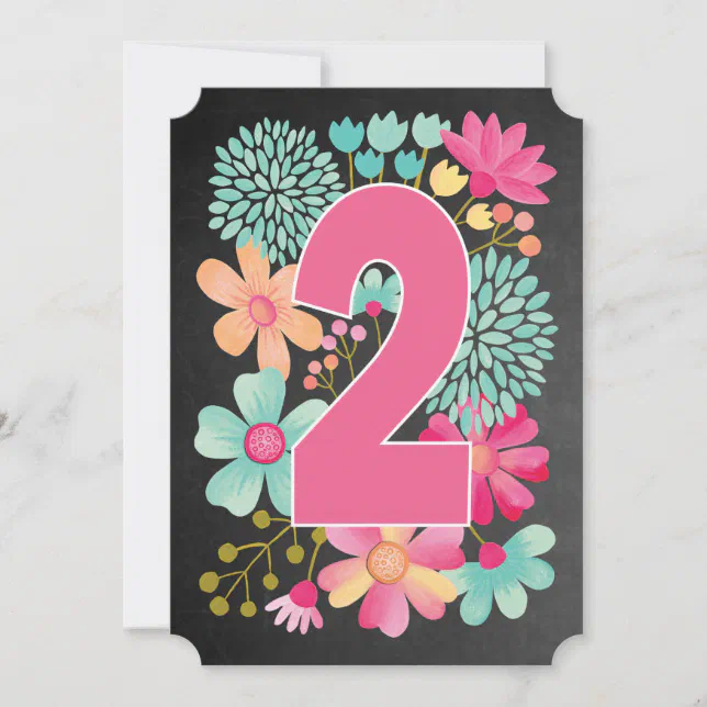 Baby Girls 2nd Birthday Number 2 Party Invite | Zazzle