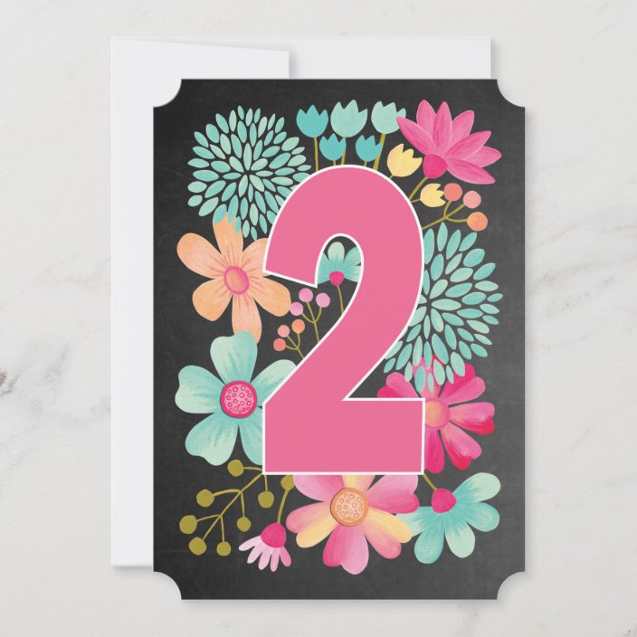 Baby Girls 2nd Birthday Number 2 Party Invite | Zazzle.com