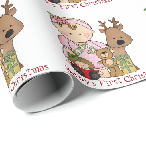 Baby Girls First Christmas Wrapping paper | Zazzle