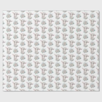 Baby Goat Floral Wrapping Paper | Zazzle