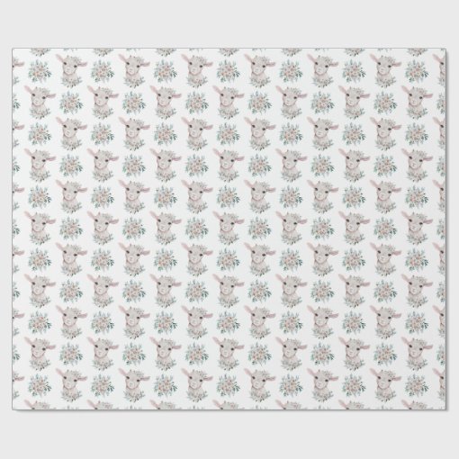 Baby Goat Floral Wrapping Paper | Zazzle