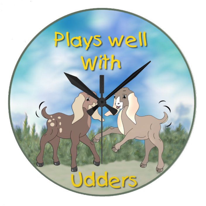 Baby Goats Plays Well with Udders Wall Clock | Zazzle.com