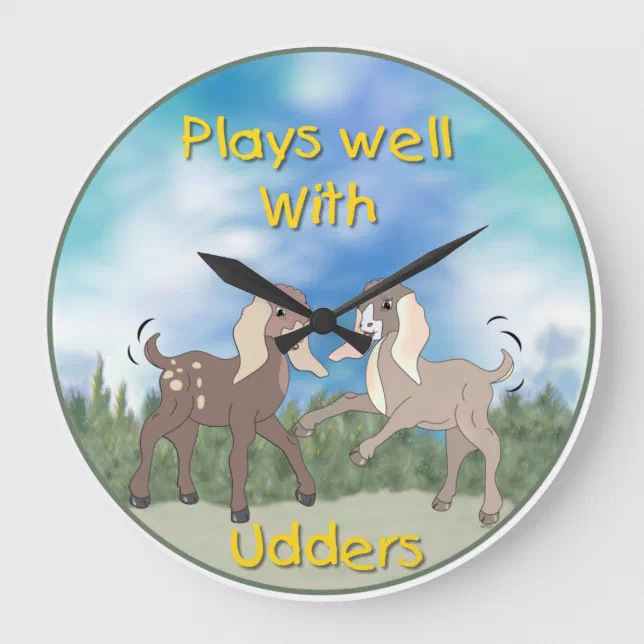Baby Goats Plays Well with Udders Wall Clock | Zazzle