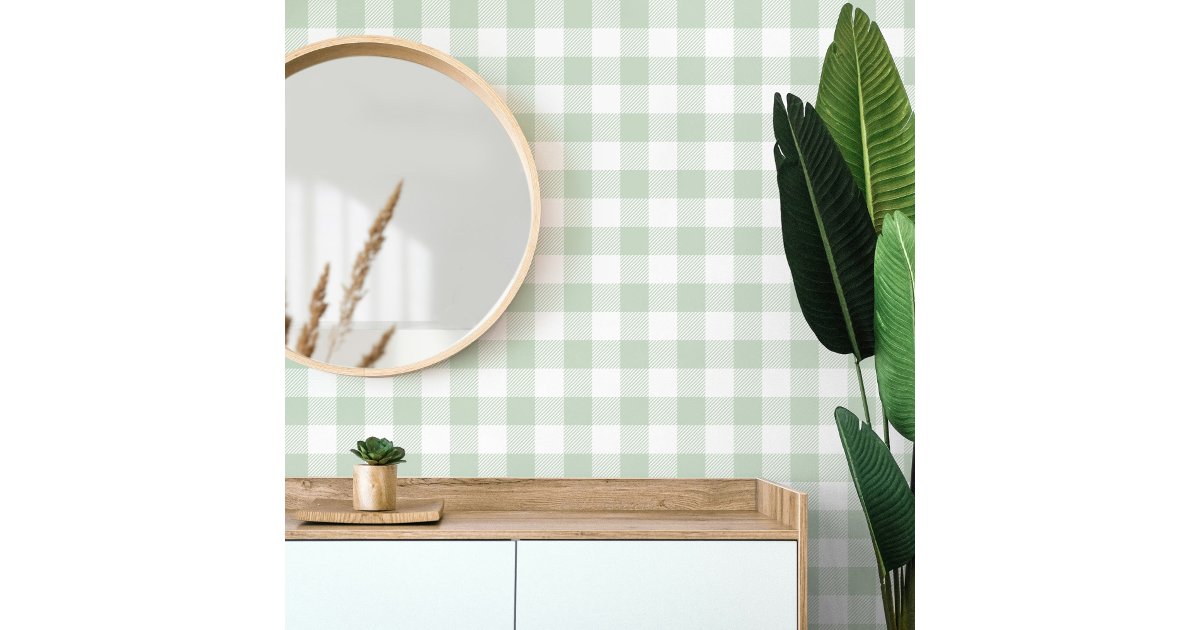 Baby Green Vichy Gingham Pattern Wallpaper | Zazzle