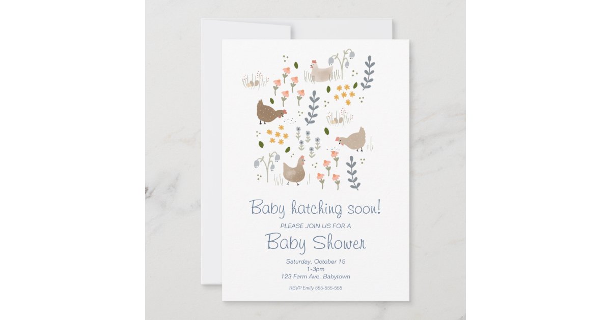 Baby Hatching Soon Chicken Baby Shower Invitation | Zazzle