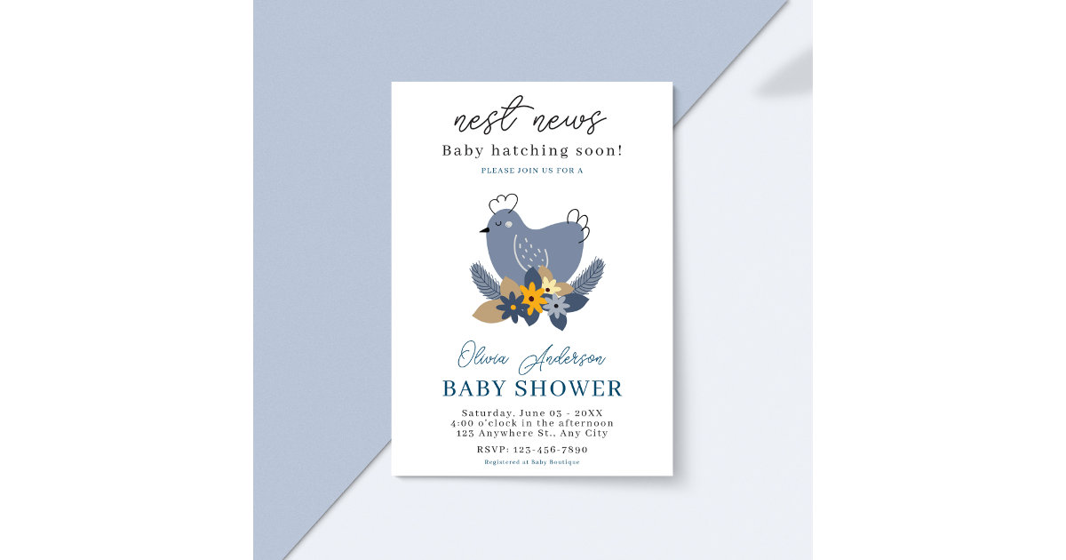 Baby Hatching soon Chicken Flowers Baby Shower Invitation | Zazzle
