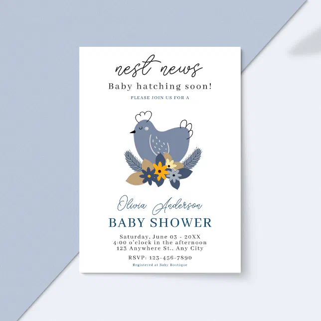 Baby Hatching soon Chicken Flowers Baby Shower Invitation | Zazzle