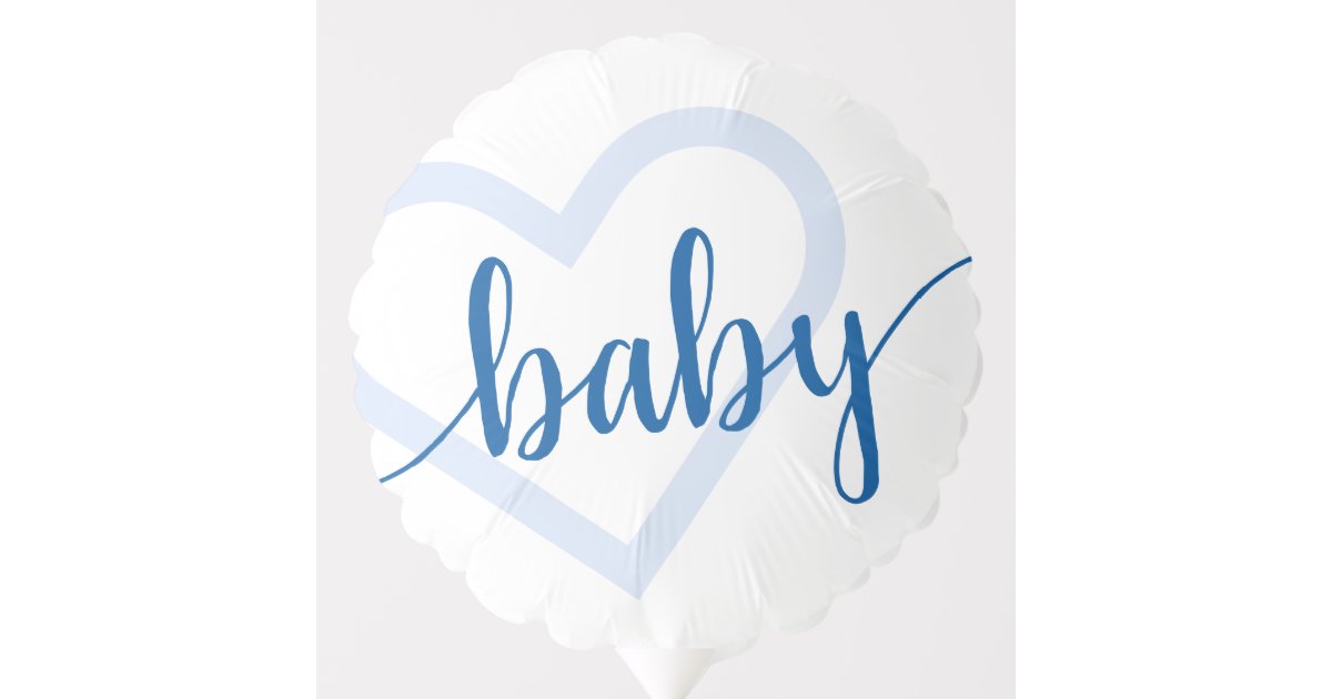 Baby Heart | Cerulean Blue Classic Flourish Script Balloon | Zazzle