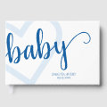 Baby Heart | Cerulean Blue Classic Flourish Script Guest Book | Zazzle