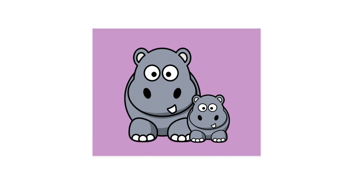 Baby Hippo Family, Cute Wild Safari Postcard | Zazzle.com