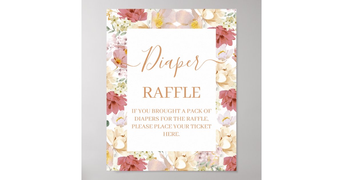 Baby in Bloom Baby Shower Diaper Raffle sign | Zazzle