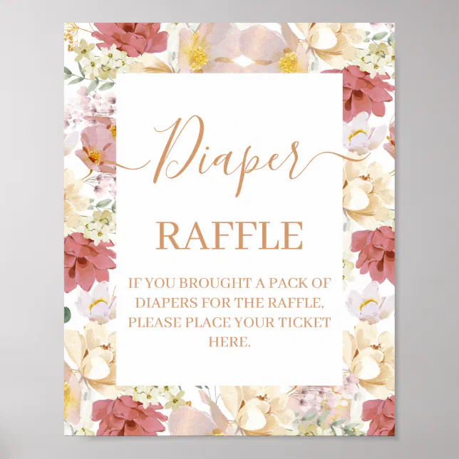 Baby in Bloom Baby Shower Diaper Raffle sign | Zazzle