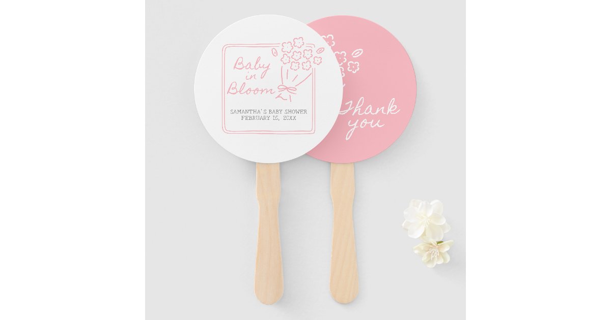 Baby In Bloom Baby Shower Hand Fan | Zazzle
