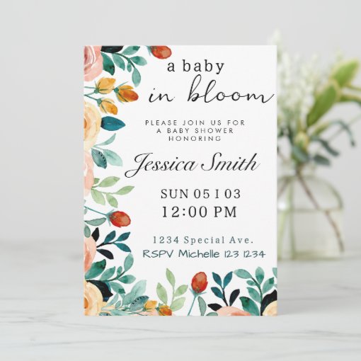 Baby in Bloom Baby Shower Invite | Zazzle