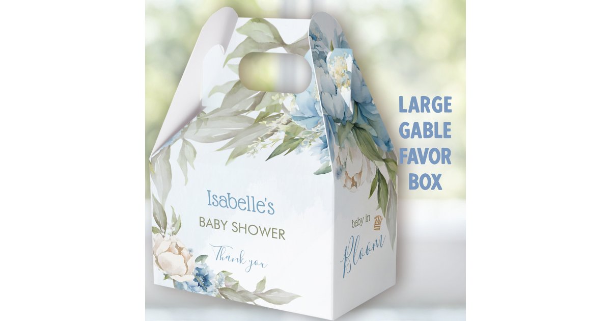 Baby In Bloom Blue Boy Baby Shower Large Gable Favor Boxes | Zazzle