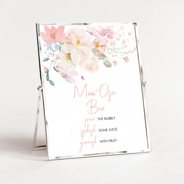 Baby in Bloom Blush Pink Floral Mom Osa Bar Poster | Zazzle