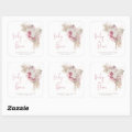 Baby In Bloom Boho Roses Baby Shower Square Sticker | Zazzle