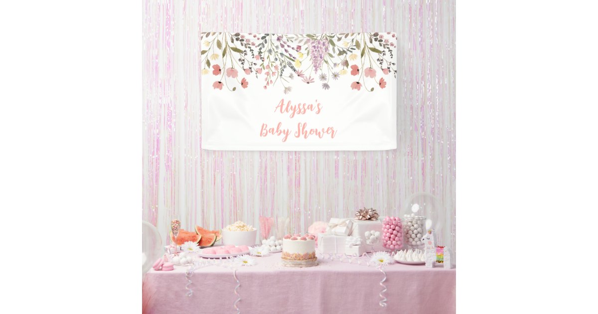 Baby In Bloom Boho Wildflower Baby Shower Banner | Zazzle