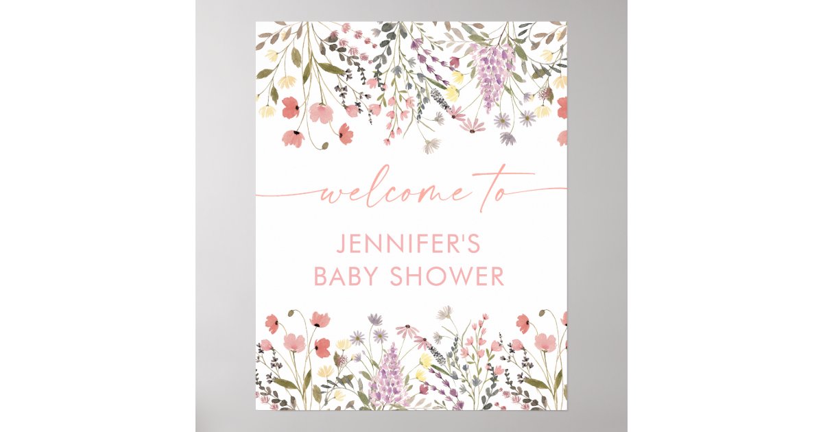 Baby In Bloom Boho Wildflower Baby Shower Welcome Poster | Zazzle