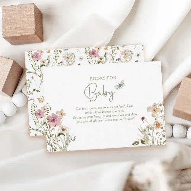 Baby in Bloom Book Request Girl Baby Shower Enclosure Card | Zazzle