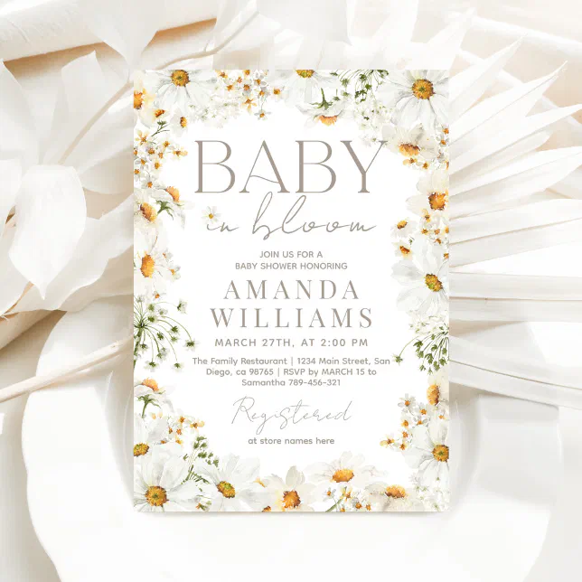 Baby in Bloom Daisy Baby Shower Invitation | Zazzle