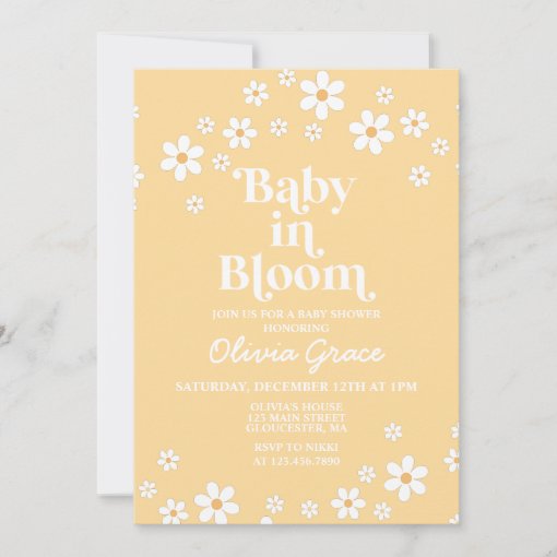 Baby in Bloom Daisy yellow Floral Baby Shower Invitation | Zazzle