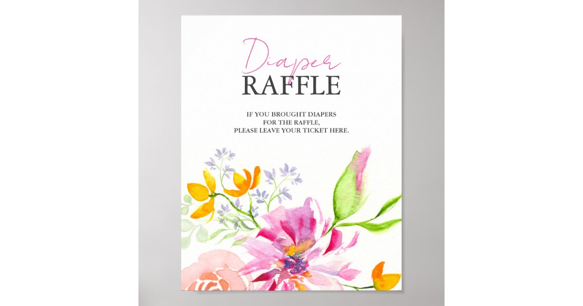 Baby In Bloom Diaper Raffle Baby Shower Sign | Zazzle